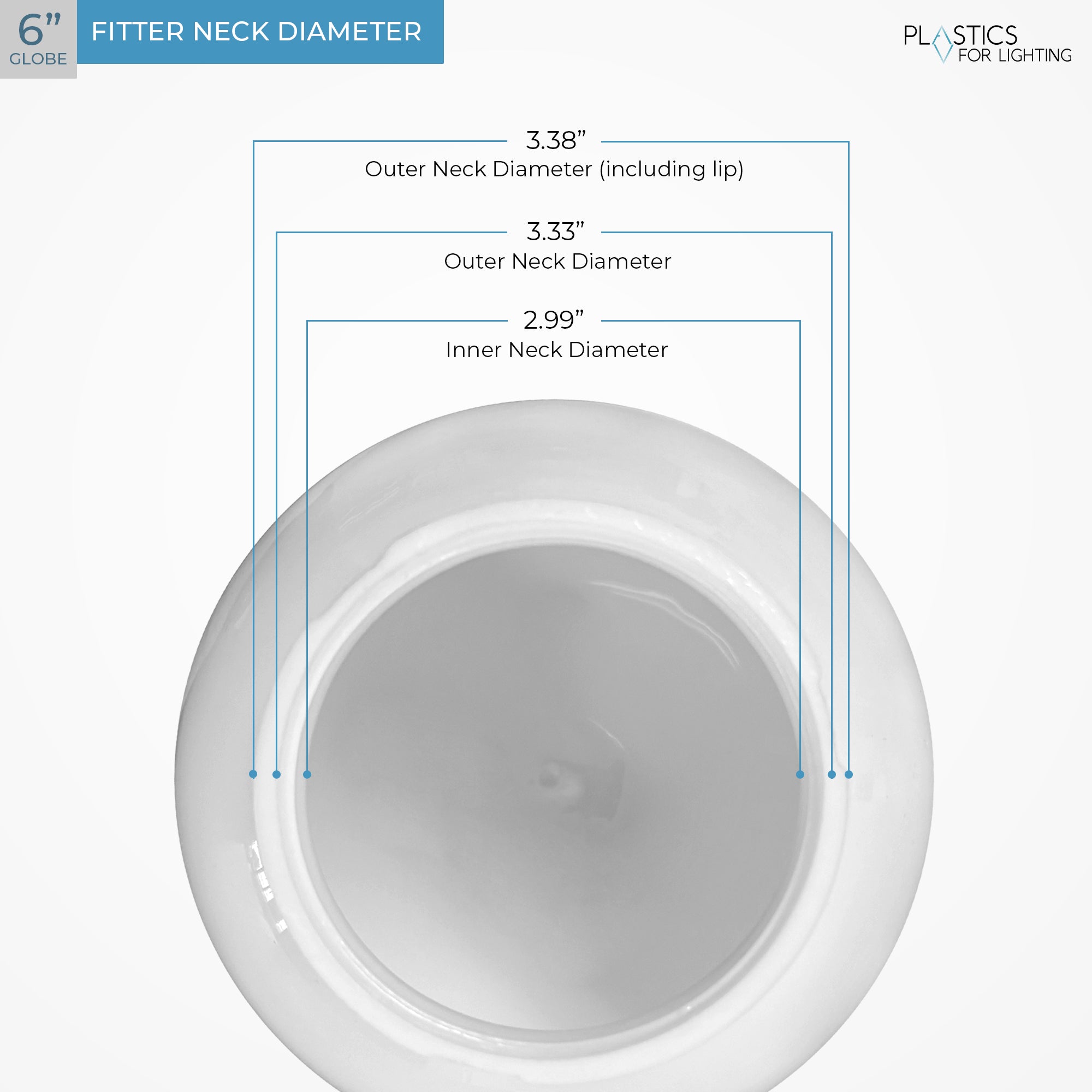 6" Diameter White Acrylic Globe with 3-1/8" Neck – PlasticsForLighting